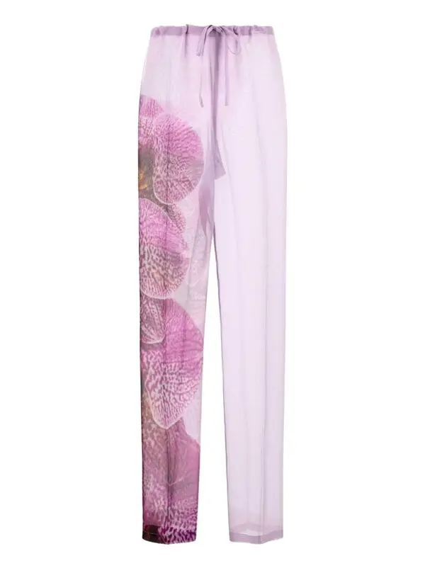 Dries Van Noten Pachas" Graphic Print Drawstring Trousers - Pink