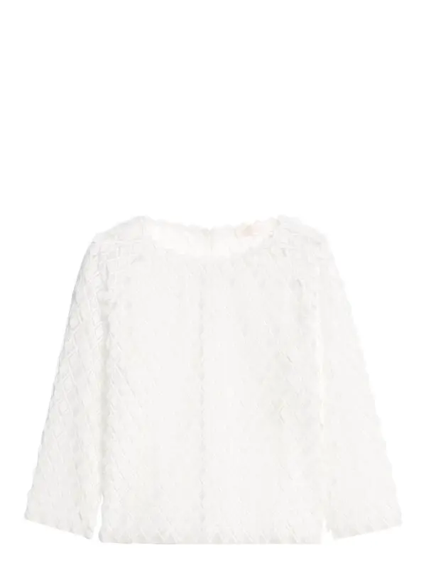 Max Mara Crew Neck 3/4 Sleeve Top With Back Slit - White