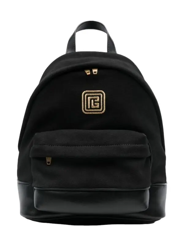 Balmain Logo Embroidered Backpack - Black