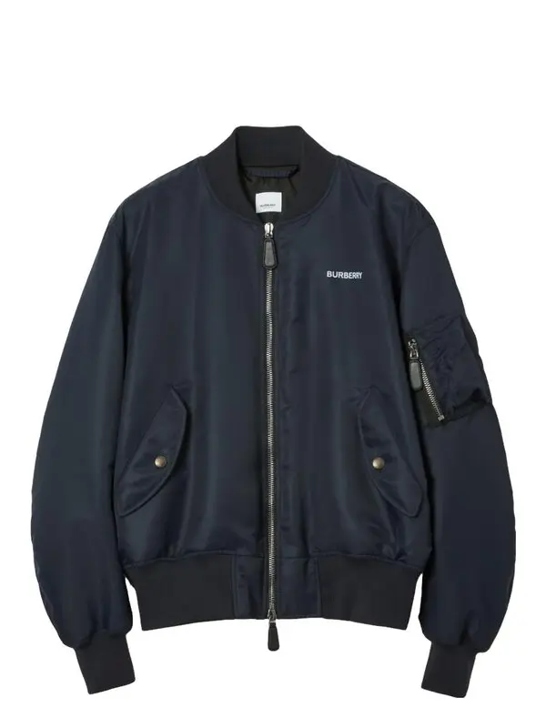 Burberry Logo-printed Zipped Bomber Jacket - Smoked Navy Blue