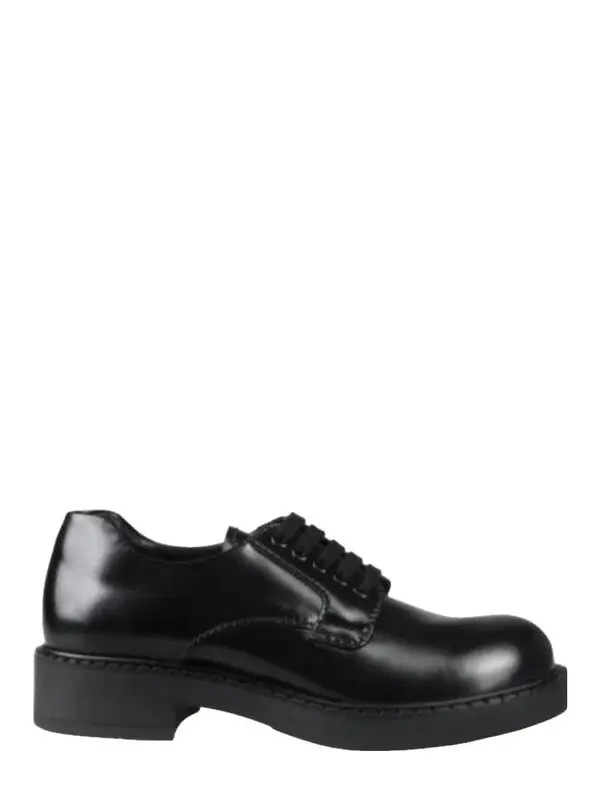 Prada Brushed Leather Derby Shoes - Black