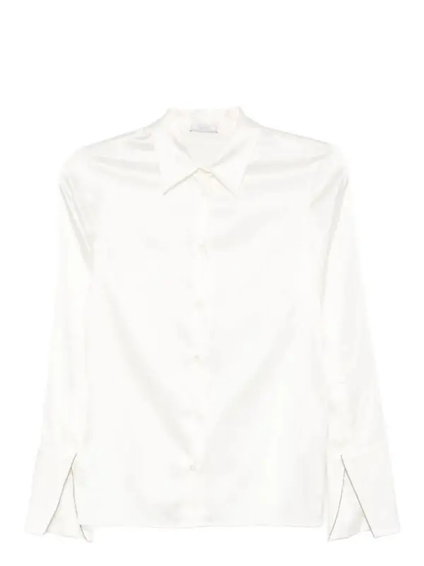 Peserico Long Sleeve Satin Shirt - White