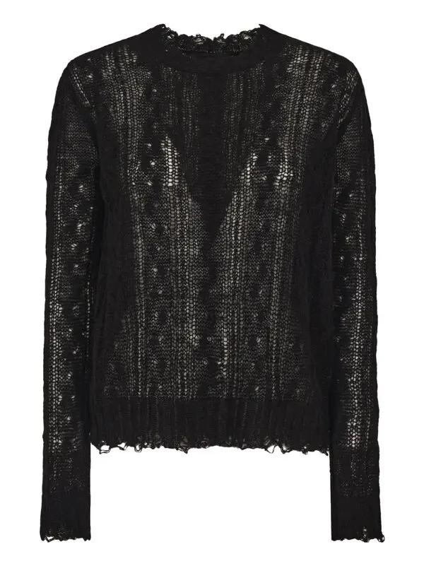 Alanui Open-work Ruffled Jumper - Black