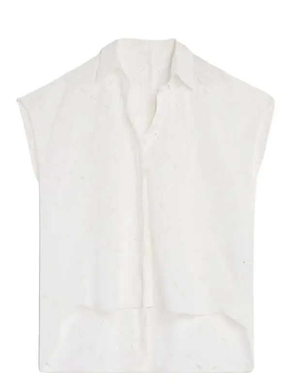 SEMICOUTURE Short Sleeve Shirt With Lace Embroidery - White