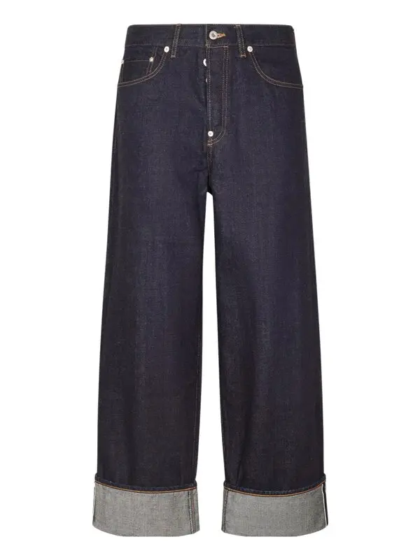 Kenzo Turn Up Wide Fit Jeans In Japanese Denim - Black