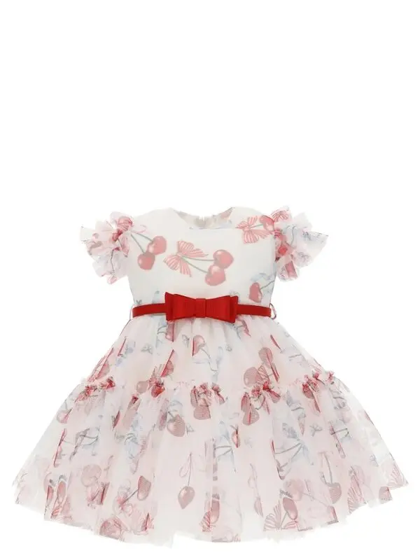 Monnalisa Printed Ruffled Mini Dress - White