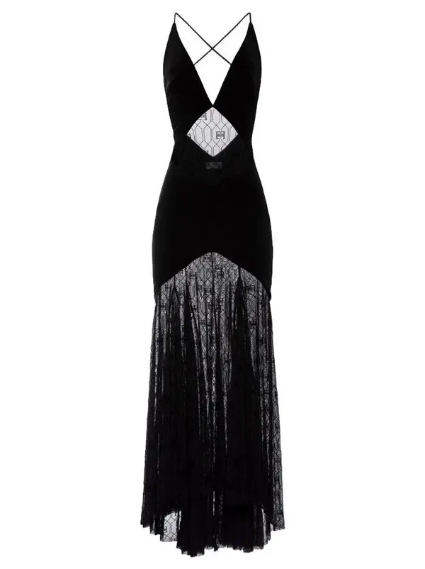 Elisabetta Franchi Sheer Tulle Maxi Dress - Black