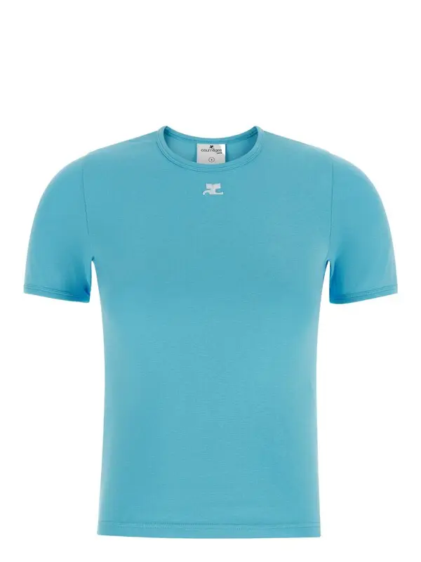 COURREGES Courrèges Signature Logo Crewneck T-shirt - Blue