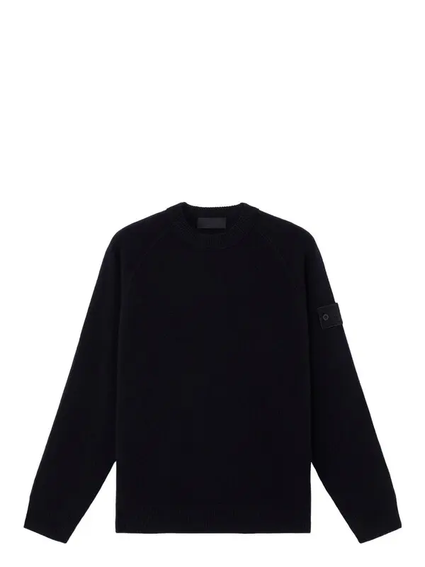 Stone Island Logo Patch Crewneck Jumper - Navy