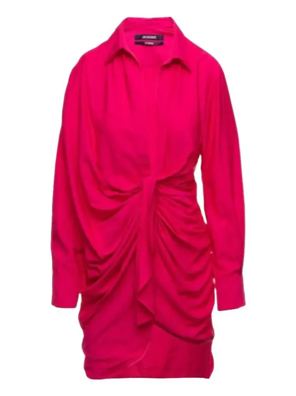 Jacquemus Bahia Twisted Shirt Dress - Red