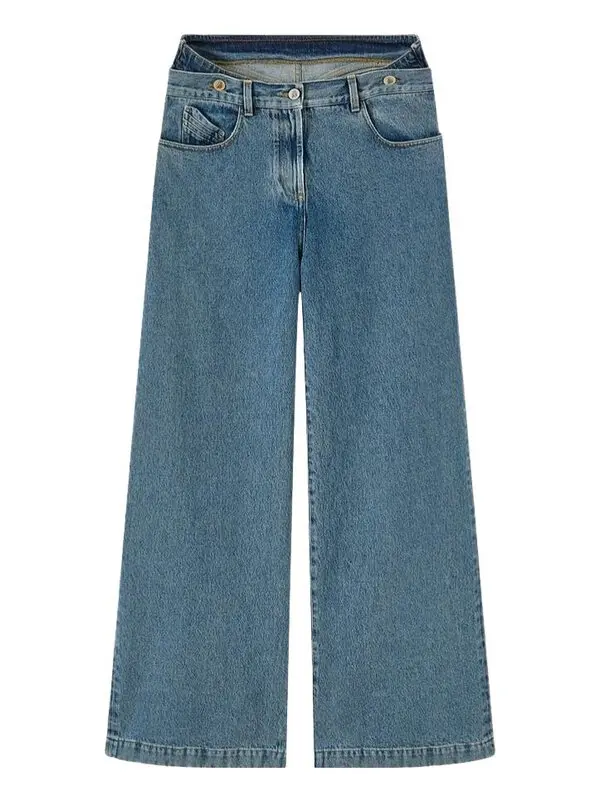 Attico Logo Patch Straight-leg Jeans - Light Blue