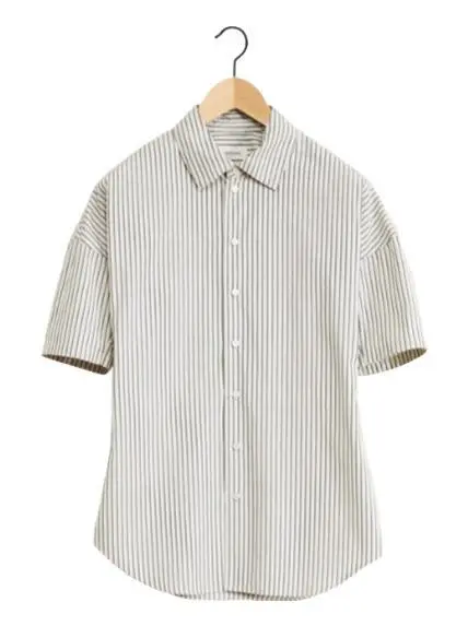 LEMAIRE Striped Short-sleeve Shirt - White