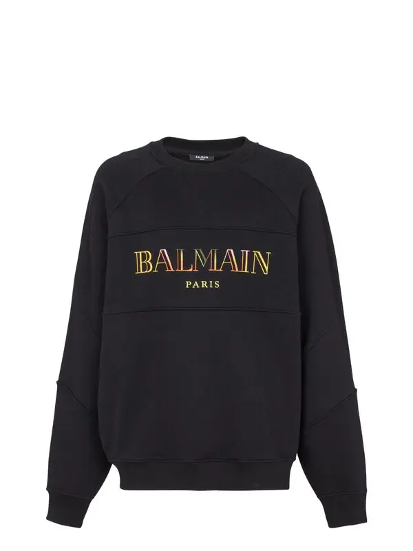 Balmain Vintage Logo Embroidered Oversized Sweatshirt - Black