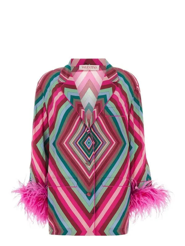 Valentino Garavani Geometric Print Long Sleeve Shirt - Pink