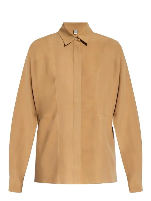 TOTEME Long Sleeve Collared Shirt - Nude