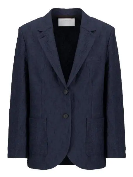 Harris Wharf London Single-breasted Textured Cotton Blazer - Navy Blue