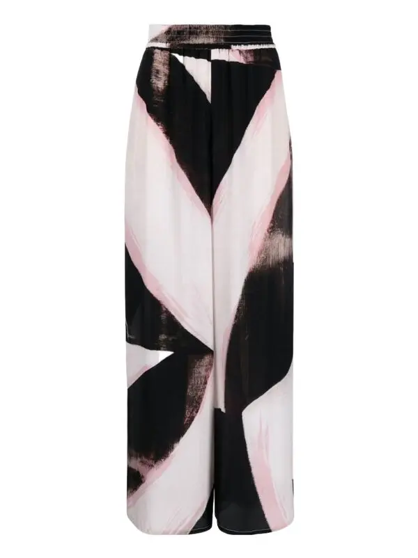 Alexander McQueen Printed Silk Wide-leg Pants - Black