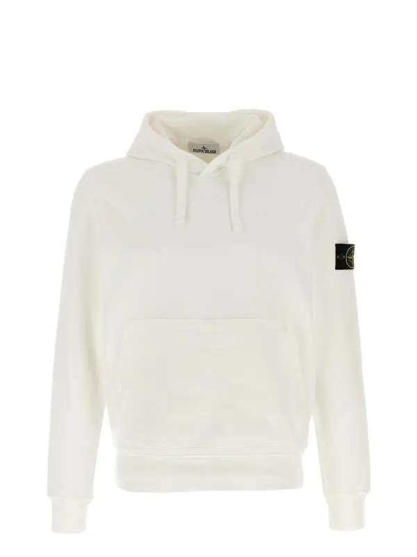 Stone Island Compass Patch Drawstring Hoodie - White