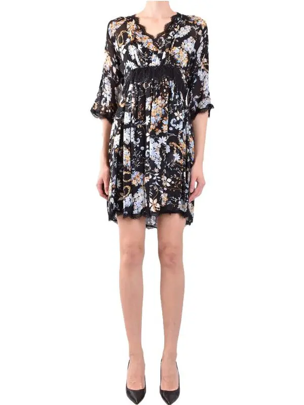 Ermanno Scervino Printed Lace Trimmed Mini Dress - Multicolor