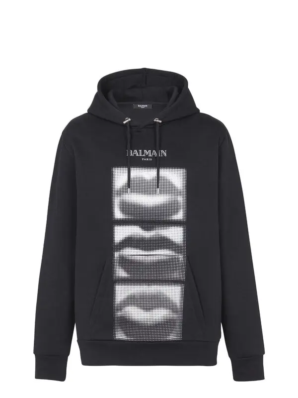 Balmain Hoodie With Vintage Logo And Lip Print - Black