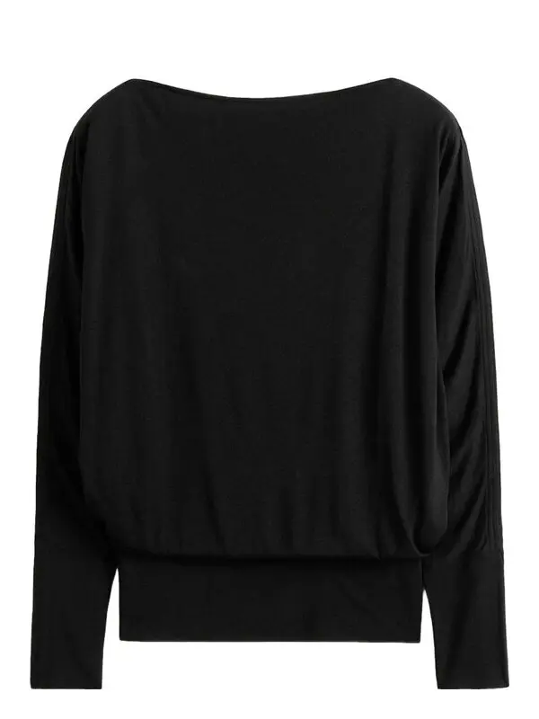 TOTEME Drop Shoulder Boat Neck Top - Black
