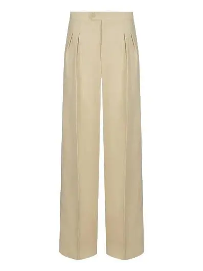TWINSET Straight-leg Pleated Twill Trousers - Nude