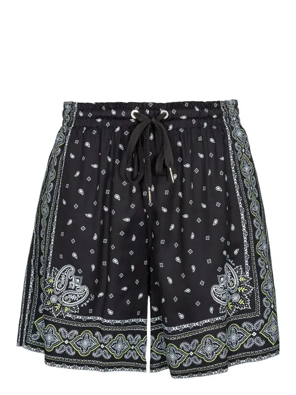 Pinko Bandana Print Shorts - Black/lime