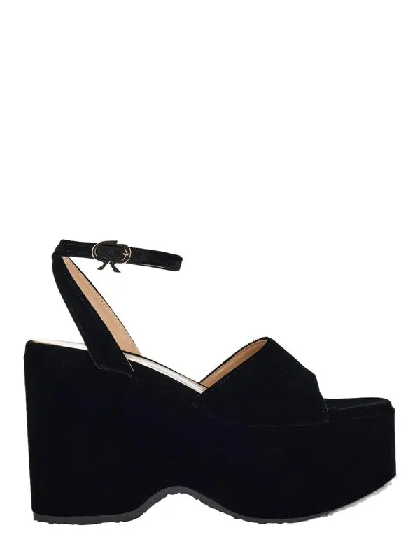 GIANVITO ROSSI Velvet Platform Sandals - Black
