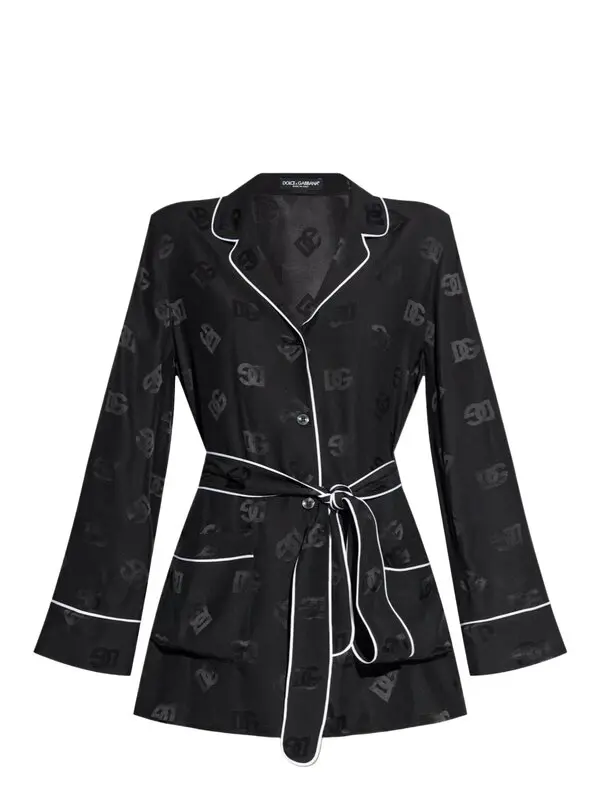 Dolce & Gabbana All-over Dg Logo Jacquard Pajama Shirt - Black