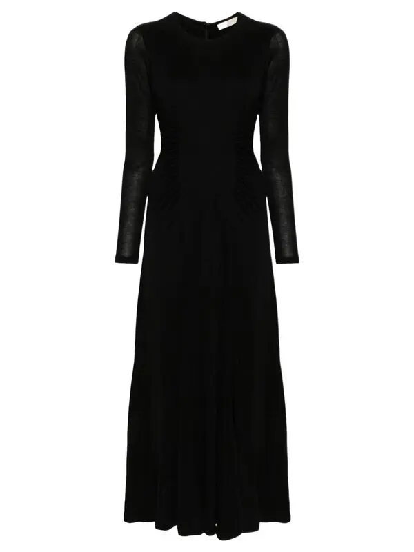 Ulla Johnson Long Sleeve Gathered Midi Dress - Black