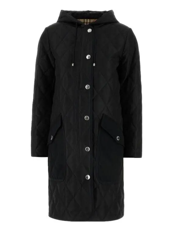 Burberry Quilted Hooded Coat - Black