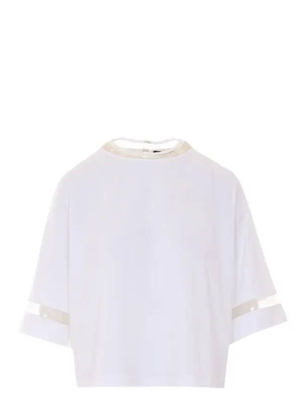 Fabiana Filippi Sequin Detailed Round Neck T-shirt - White