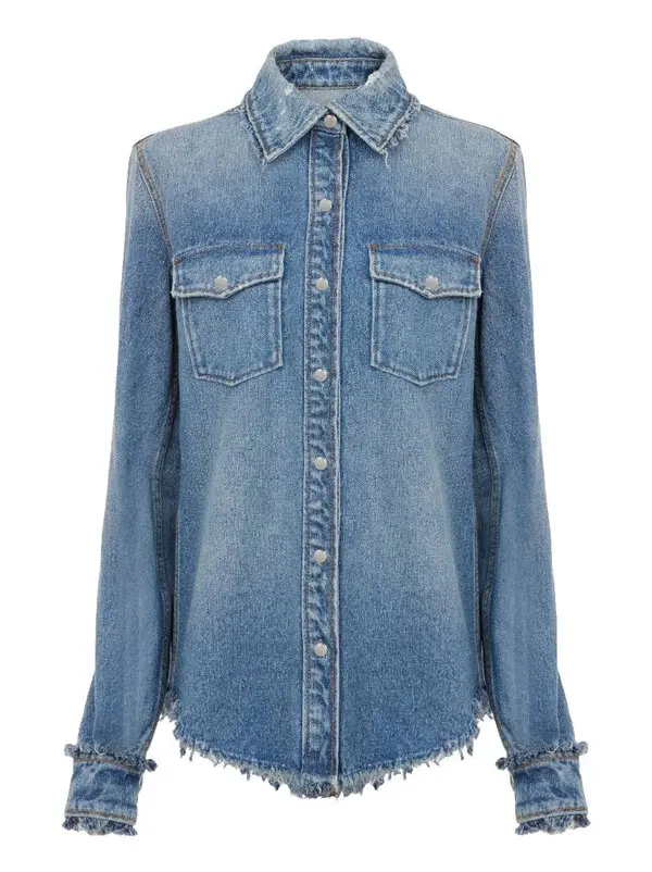 Chloé Frayed Edge Denim Shirt - Blue
