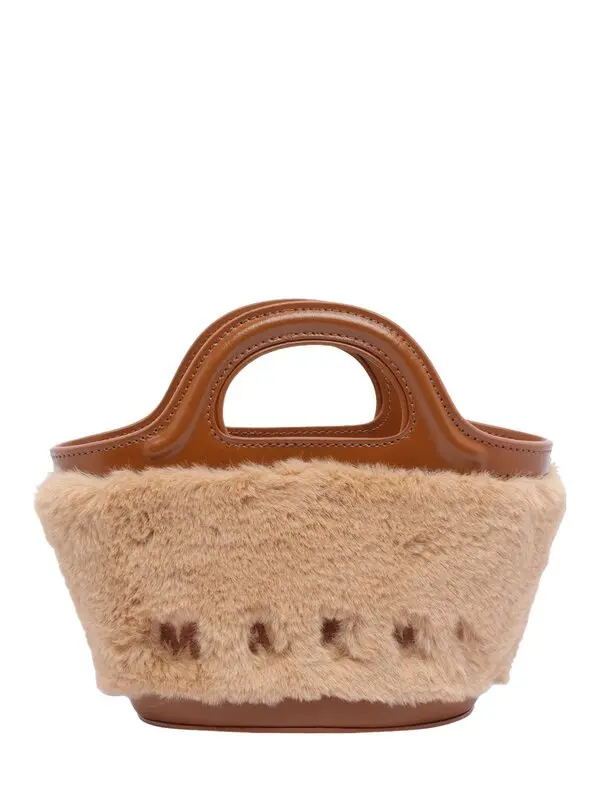 Marni Fur Trim Micro Bag - Nude