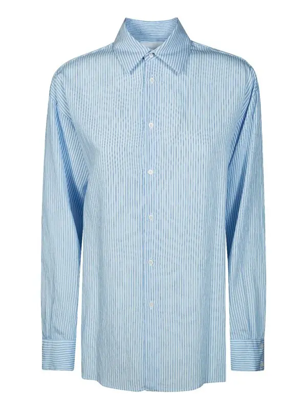 DONDUP Loose-fit Striped Shirt - Light Blue