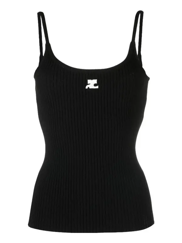 COURREGES Courrèges Ribbed Knit Tank Top - Black