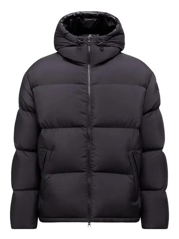 Moncler Zip-up Hooded Down Jacket With Drawstring Hem - Black