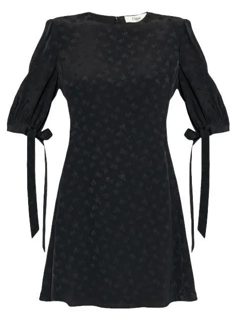Chloé Floral Pattern Mini Dress - Black