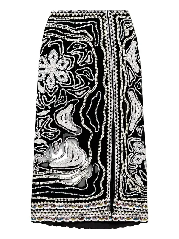 Ulla Johnson Embellished Midi Skirt - Black