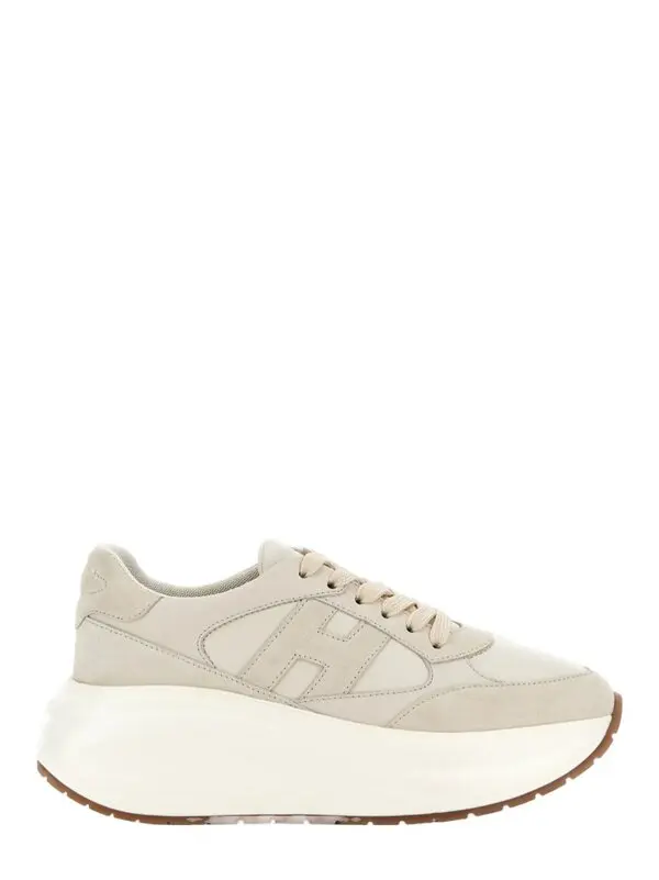Hogan Maxi H Logo Lace-up Sneakers - Ivory