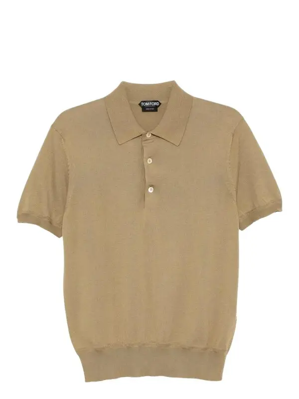 TOM FORD Short-sleeved Knitted Polo Shirt - Nude