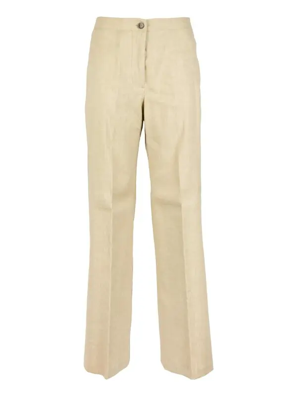 Seventy Elastic Waistband Button-up Casual Pants - Nude