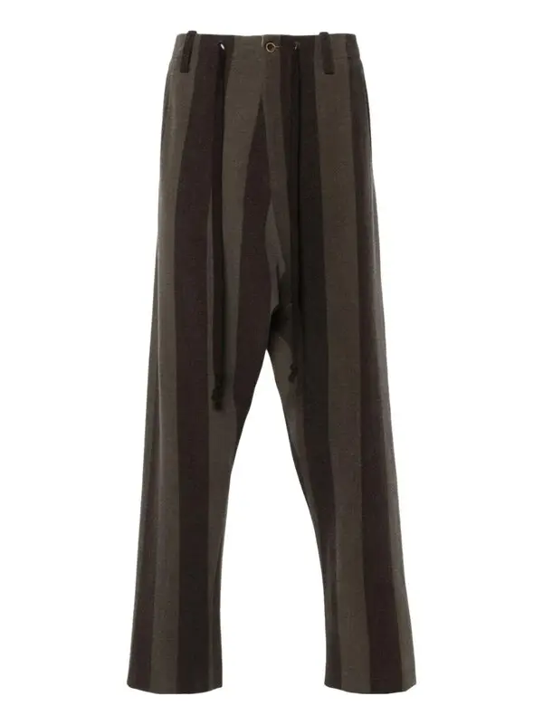UMA WANG Tapered Leg Striped Trousers - Grey Brown