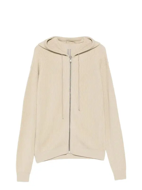 Rick Owens Zip-up Knitted Hoodie - Light Beige