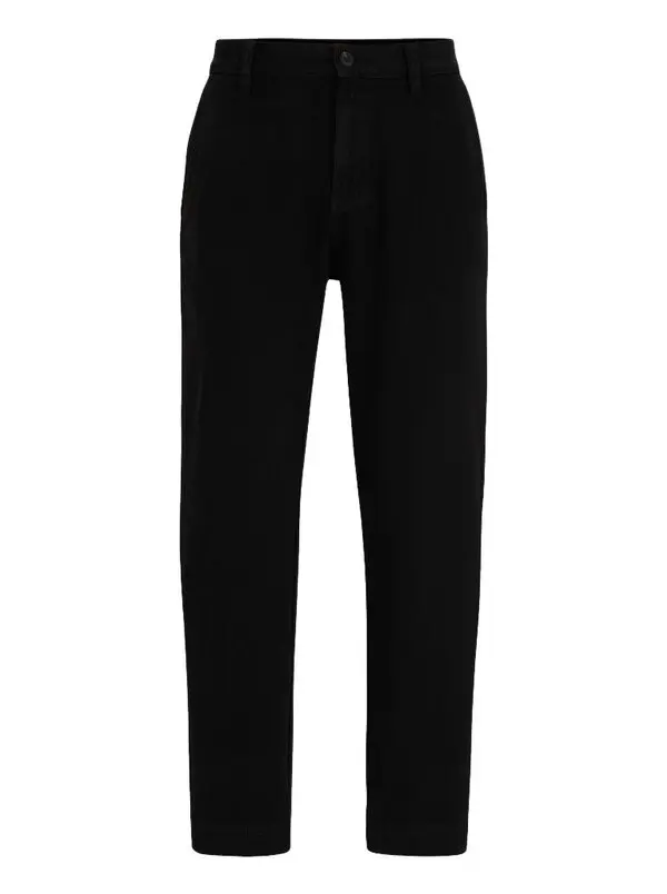 Hugo Boss Straight-leg Cotton Trousers - Black