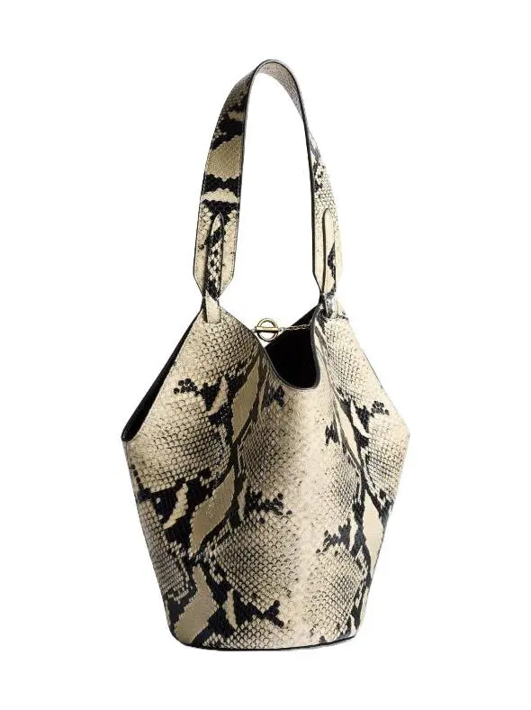 Khaite Embossed Calfskin Tote Bag - Natural Python Embossing