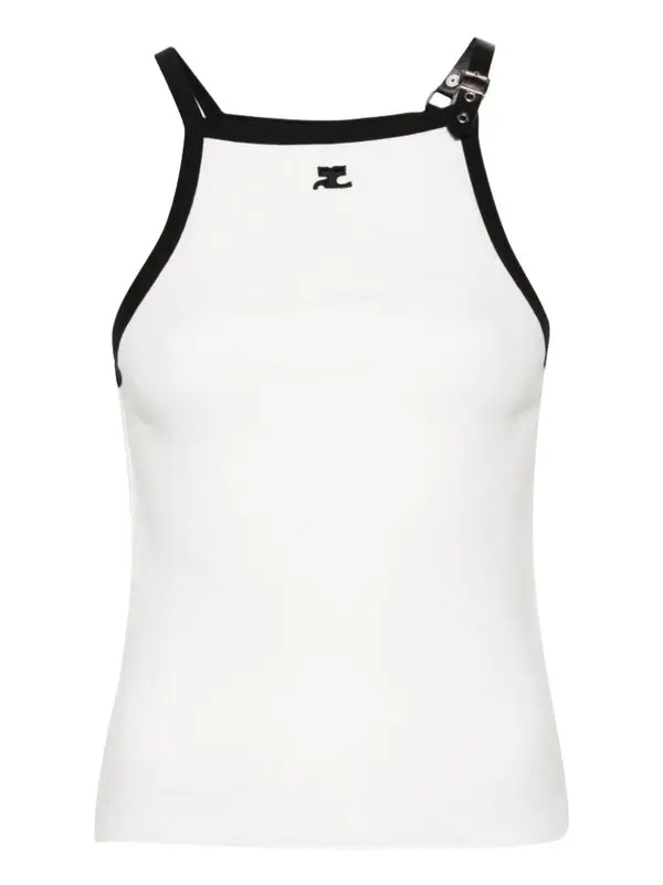 COURREGES Courrèges Buckle Detailed Halter-neck Top - White