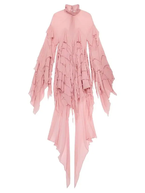 Blumarine Ruffled Georgette Dress - Pink