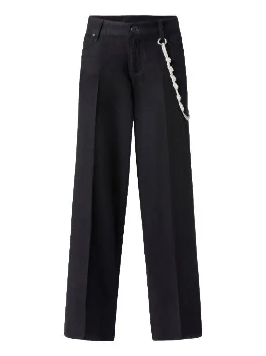 Pinko Chain Embellished Wide-leg Pants - Black