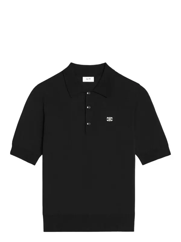 Celine Triomphe Polo In Fine Cotton - Black